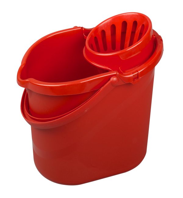 Lucy Plastic Mop Bucket with Wringer 14 Litres Red - Sybron